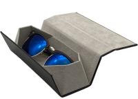 China Irregular Foldable Glasses Case 160x55x48mm Custom Logo PU Leather Sunglasses Case for sale