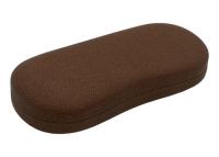 China Leather Wrapped Hard Metal Clamshell Eyeglass Case 159x70x39mm Custom Logo for sale