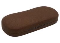 China Leather Wrapped Hard Metal Clamshell Eyeglass Case 159x70x39mm Custom Logo for sale