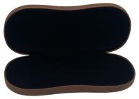 China Leather Wrapped Hard Metal Clamshell Eyeglass Case 159x70x39mm Custom Logo for sale