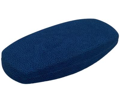 China Blue Iron Frame Clamshell Hard Leather Glasses Case 158x65x38mm for sale