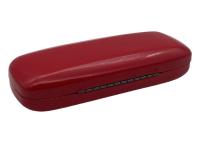 China Hard Red Leather Clamshell Eyeglass Case 159x69x37mm for sale