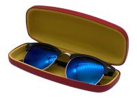 China Hard Red Leather Clamshell Eyeglass Case 159x69x37mm for sale