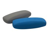 China Blue Leather Wrapped Clamshell Glasses Case , Hard Metal Glasses Case for sale