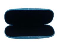 China Custom Logo Fabric Wrapped Clamshell Glasses Case 161x63x38mm Hard Metal Eyewear Packing for sale