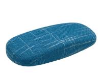 China Custom Logo Fabric Wrapped Clamshell Glasses Case 161x63x38mm Hard Metal Eyewear Packing for sale