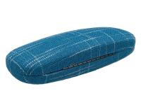 China Custom Logo Fabric Wrapped Clamshell Glasses Case 161x63x38mm Hard Metal Eyewear Packing for sale