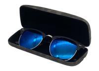 China Custom PU Leather Metal Clamshell Glasses Case 155x62x43mm OEM for sale