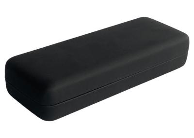 China Eco Friendly Black Luxury Clamshell Sunglasses Case 158x57x32mm Iron Leather Optical Box for sale