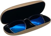 China Custom Gold Clamshell Eyeglass Case 162x62x39mm Iron Leather Eco Friendly for sale