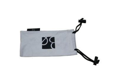 China Custom Microfiber Glasses Case 180x90mm Double Drawstring Pouch with Woven Label for sale
