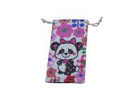 China Custom Microfiber Glasses Case 180x90mm Double Drawstring Pouch with Woven Label for sale
