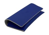 China Blue Paint Edge Big Frame Handmade Leather Glasses Case With Magnetic Closure for sale