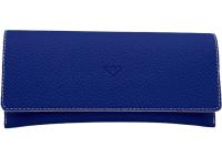 China Blue Paint Edge Big Frame Handmade Leather Glasses Case With Magnetic Closure for sale