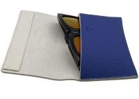 China Blue Paint Edge Big Frame Handmade Leather Glasses Case With Magnetic Closure for sale