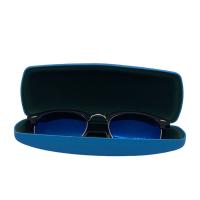 China Cute Blue Leather Wrapped 16.2cm Hard Clamshell Sunglasses Case for sale