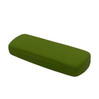 China Hard Metal Green Leather Wrapped Iron Clamshell Glasses Case 158x58x36mm for sale