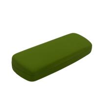 China Hard Metal Green Leather Wrapped Iron Clamshell Glasses Case 158x58x36mm for sale
