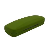 China Hard Metal Green Leather Wrapped Iron Clamshell Glasses Case 158x58x36mm for sale