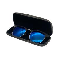 China Hard Leather Wrapped Classic PU Metal 15.5CM Clamshell Glasses Case for sale