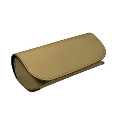 China Embossing Custom Gold Pu 16.7cm Hard Leather Glasses Case for sale