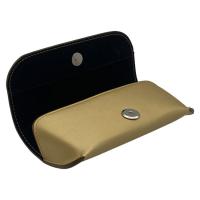 China Embossing Custom Gold Pu 16.7cm Hard Leather Glasses Case for sale