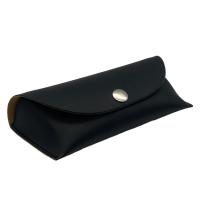 China Black PU Handmade Portable 17.2CM Spectacle Case Leather Glasses Case for sale