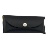 China Black PU Handmade Portable 17.2CM Spectacle Case Leather Glasses Case for sale