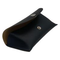 China Black PU Handmade Portable 17.2CM Spectacle Case Leather Glasses Case for sale