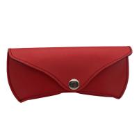 China 17.8cm Red OEM Leather Glasses Case Spectacle Case Packing With Button for sale