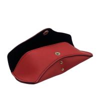 China 17.8cm Red OEM Leather Glasses Case Spectacle Case Packing With Button for sale