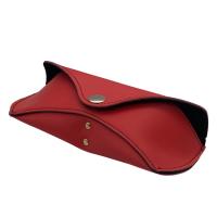 China 17.8cm Red OEM Leather Glasses Case Spectacle Case Packing With Button for sale