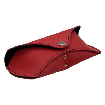 China 17.8cm Red OEM Leather Glasses Case Spectacle Case Packing With Button for sale