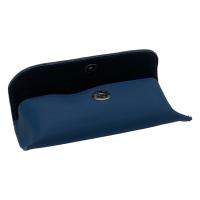 China Blue Cute Nice Shaped 16.1CM Leather Glasses Case With Button for sale