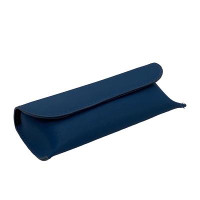 China Blue Cute Nice Shaped 16.1CM Leather Glasses Case With Button for sale