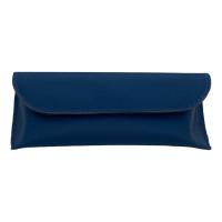 China Blue Cute Nice Shaped 16.1CM Leather Glasses Case With Button for sale