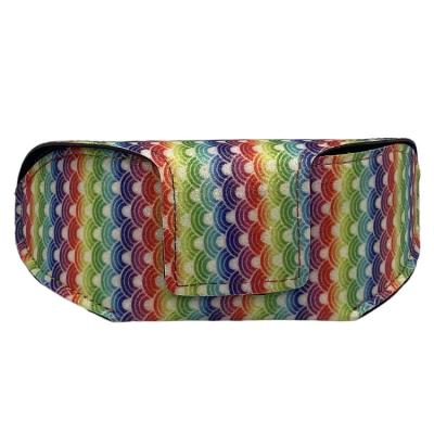China Colorful Folding Handmade Hook Loop 17.1CM Leather Eyeglass Case for sale