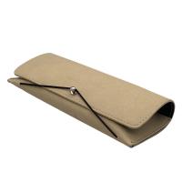 China Custom Gold 18CM Leather Glasses Case With Embossed Logo for sale