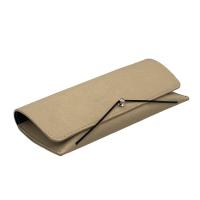 China Custom Gold 18CM Leather Glasses Case With Embossed Logo for sale