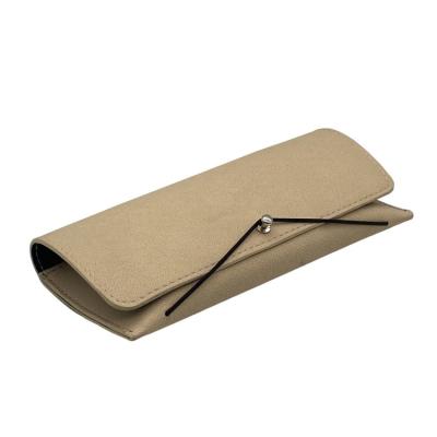China Custom Gold 18CM Leather Glasses Case With Embossed Logo for sale