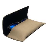 China Custom Gold 18CM Leather Glasses Case With Embossed Logo for sale