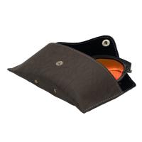 China Extra Large Leather Sunglass Case 171x81x50mm Custom Logo Embossed Eyewear Bag for sale