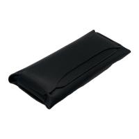 China Black Leatherette Pouch Elegant Soft Leather Spectacle Cases With Belt Closure for sale