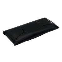 China Black Leatherette Pouch Elegant Soft Leather Spectacle Cases With Belt Closure for sale