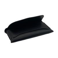 China Black Leatherette Pouch Elegant Soft Leather Spectacle Cases With Belt Closure for sale