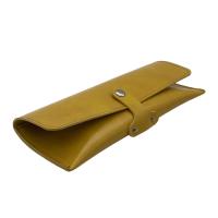 China Pu Handmade ODM Soft Leather Eyeglass Case Luxury Material Yellow for sale
