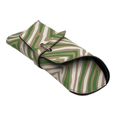 China Embossing Logo Durable Belt Closure Folding Eyeglasses Case for sale