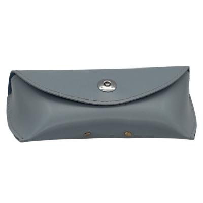 China Light Blue Ladies REACH Soft Leather Spectacle Cases Logo Embossing for sale