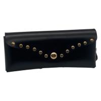China Black Customizable Leather Glasses Case 167x72x42mm Embossed Logo for sale
