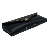 China Black Customizable Leather Glasses Case 167x72x42mm Embossed Logo for sale